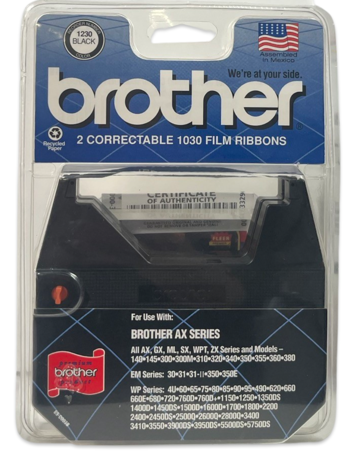 2 Pack Brother 1230 Black Correctable 1030 Film Ribbons Factory Sealed ...