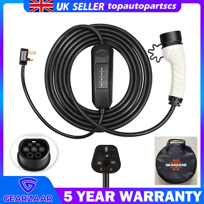 Portable Plug in 13A Home Electric Vehicle EV Charging Cable Type 2 Car ...