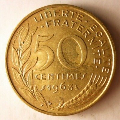1963 FRANCE 50 CENTIMES - Excellent Coin - FREE SHIPPING - France Bin ...