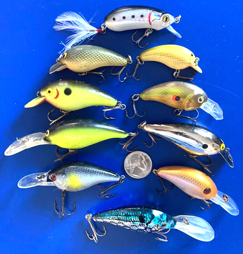 LOT 10 CRANKBAITS THOMPSON RENOSKY HAMMERED FISHING LURE DEEP DIVERS ...