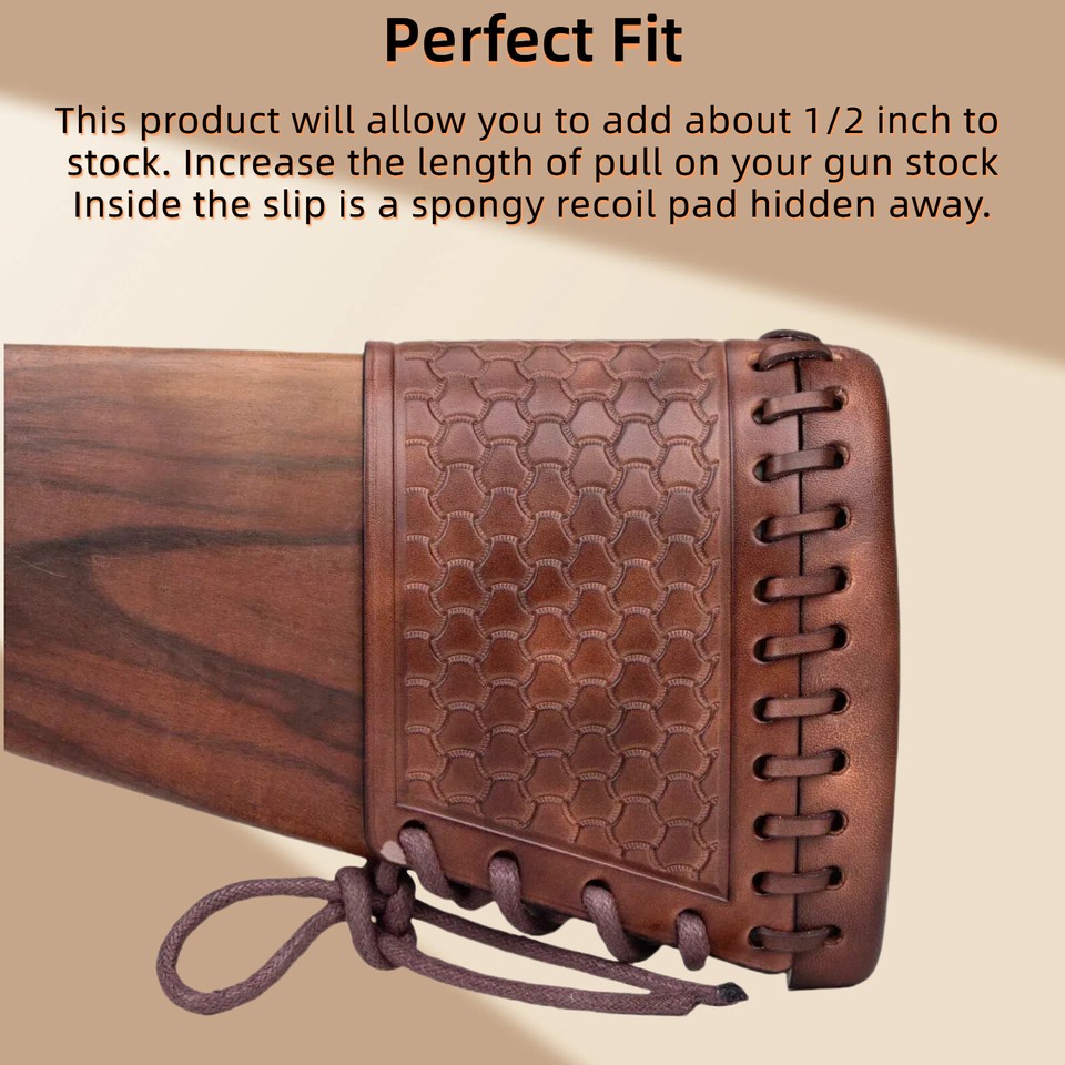 TOURBON Vintage Leather Rifle Recoil Pad Gun Butt Protector Shotgun ...