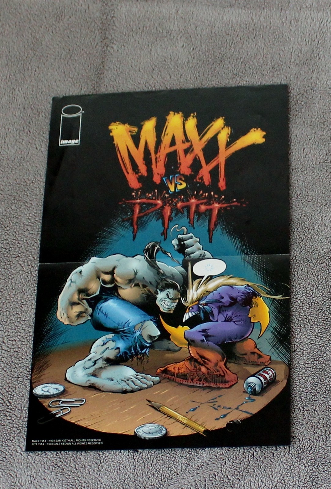 Maxx Vs Pitt 1994 Sam Keith Dale Keown Image Comic PROMO Poster FN | eBay