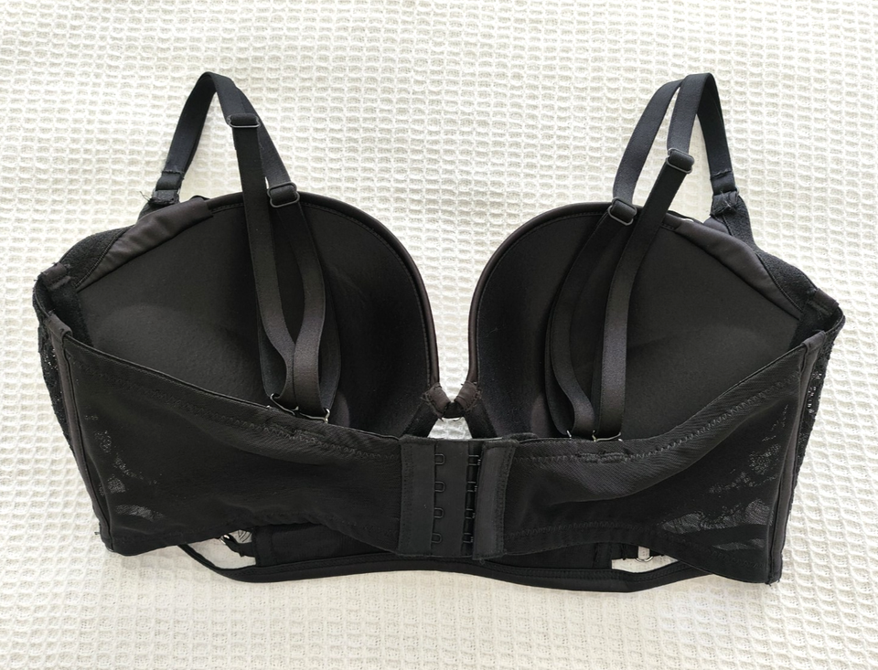 AS NEW Black & Purple Embroidered Push Up Bra VAMP Size 12D Gorgeous ...