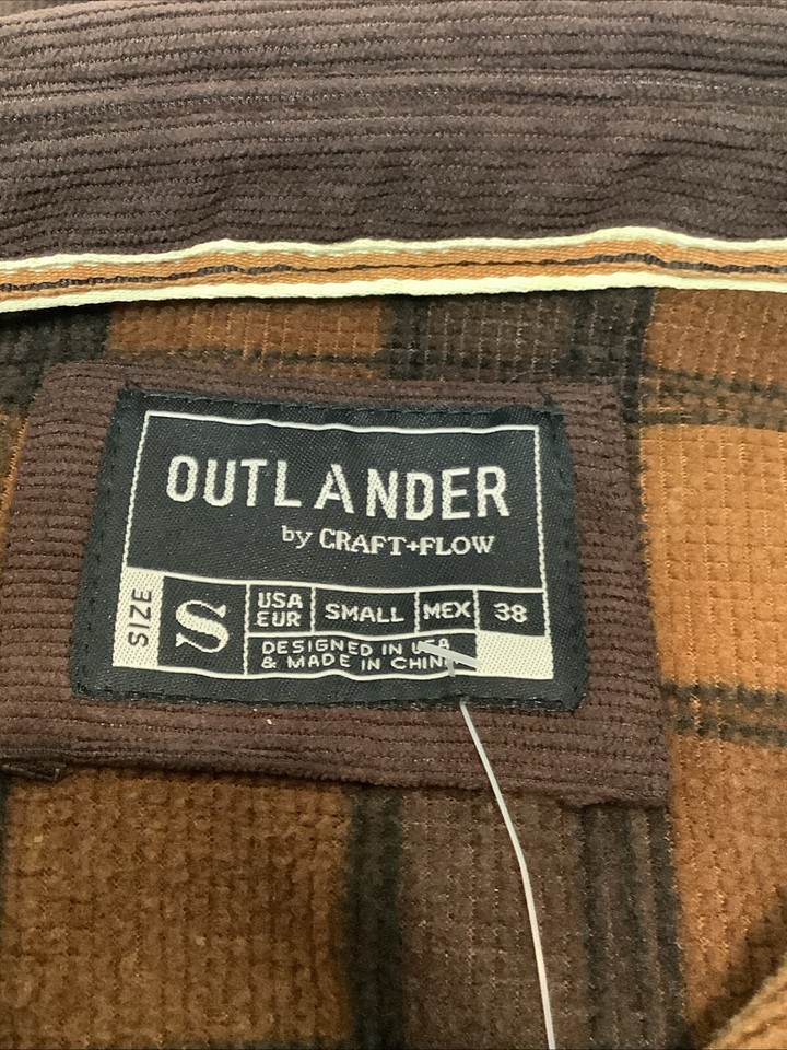 Outlander by Craft+Flow Brown Corduroy Button Plaid Lined Shirt/Jacket ...