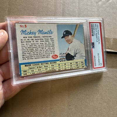 Mickey Mantle Vintage Baseball Card PSA Authentic Hand Cut 1962 Post ...