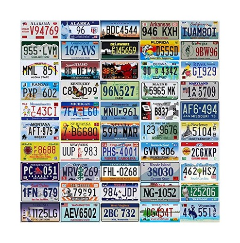 - 50 US States License Plates Set - Replica of Real USA Metal USA car ...