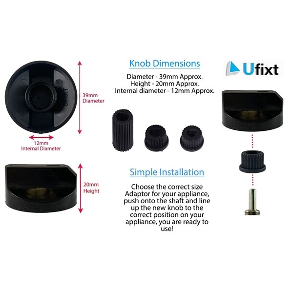 Universal Black Control Knobs Toaster Trouser Press Camping Stove Hob x ...