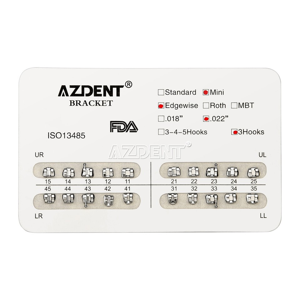 50 Packs AZDENT Dental Orthodontic Bracket Braces Mini Edgewise .022 ...