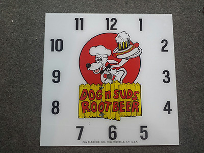 *NEW* 15" DOG AND SUDS ROOTBEER SODA DINER GLASS replacement clock FACE ...