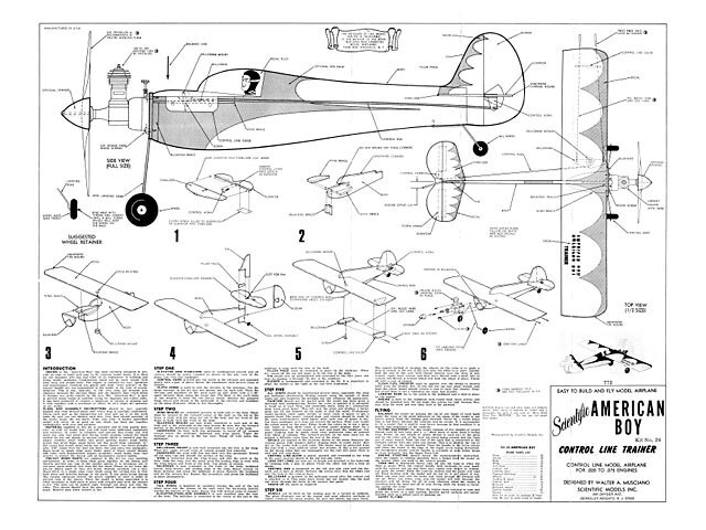 American Boy Control Line 18" Wingspan Model Airplane Printed Plans ...