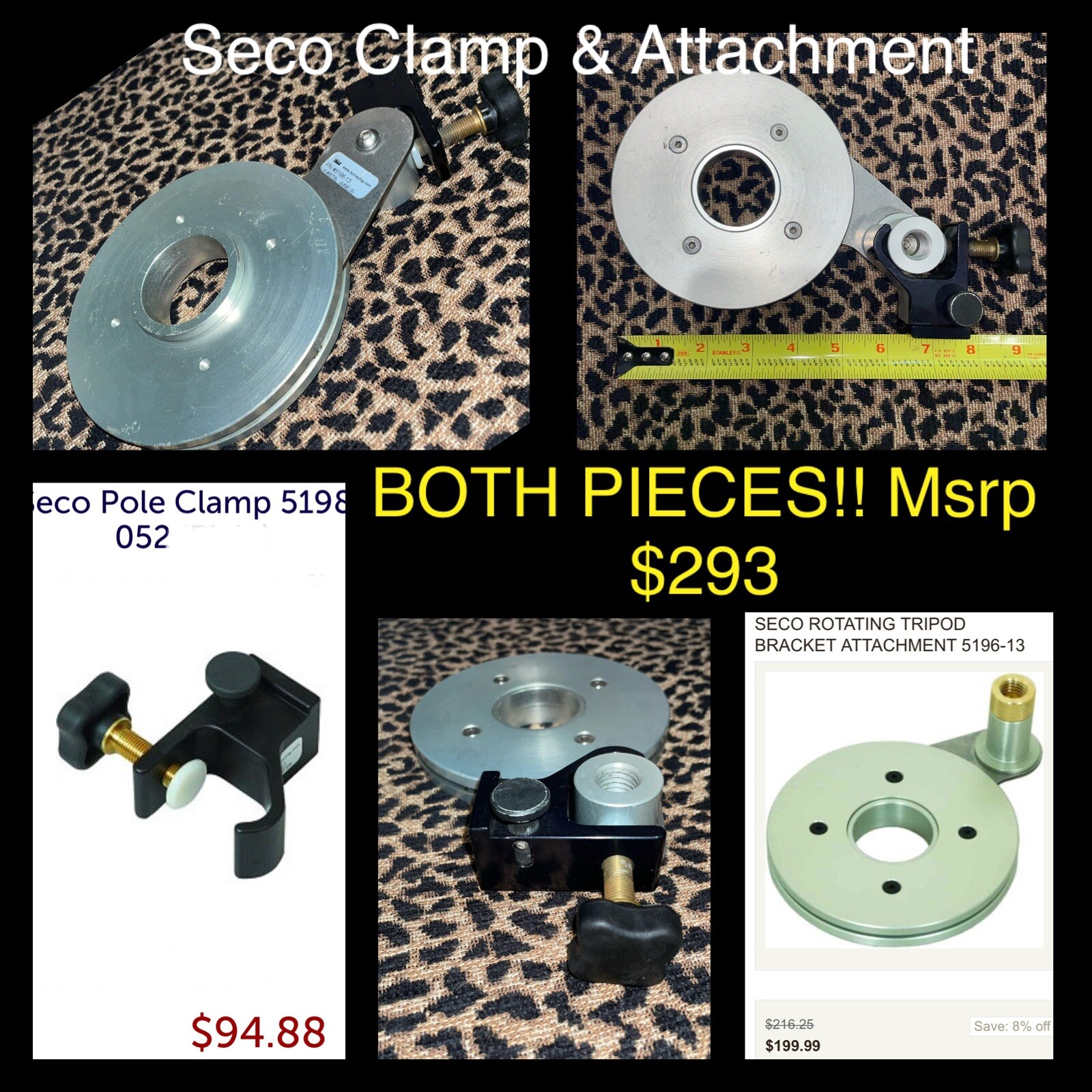 SECO #5198-052 Clamp & Rotating Tripod Bracket 5196-13 For Survey Laser ...