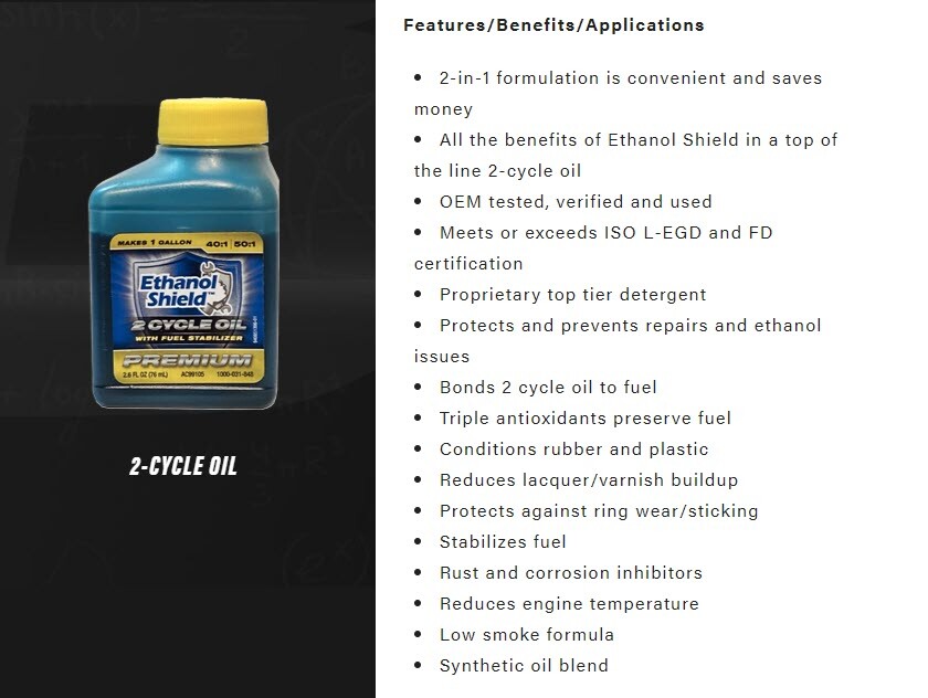 2 cycle oil mix B3C Premium Ethanol Shield - 4 bottles makes 10 Gal. at ...