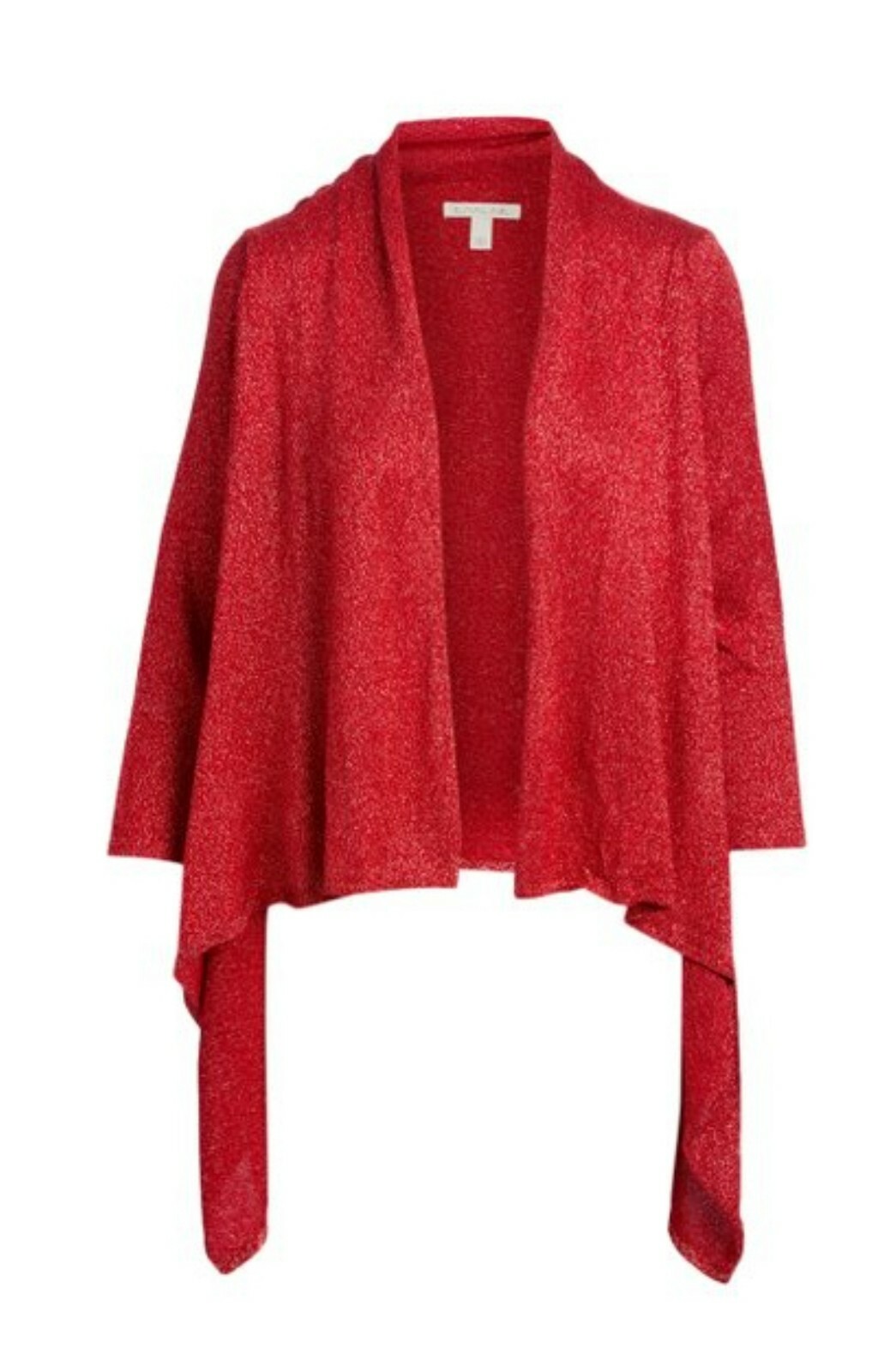 Emaline Cardigan Sidetail Open Front Sweater Red & Gold Shimmer Sz 2X ...