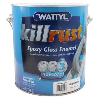 Wattyl Killrust Epoxy Gloss Enamel ALUMINIUM Topcoat - 250ml, 500ml, 1L ...