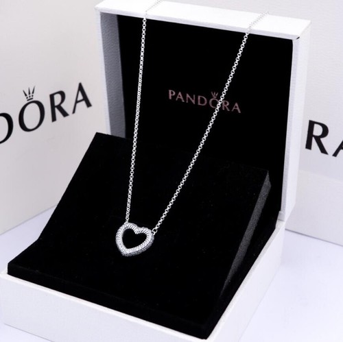 AUTHENTIC PANDORA NECKLACE SILVER LOVE OPEN HEART CHAIN #399110C01 17.7 ...