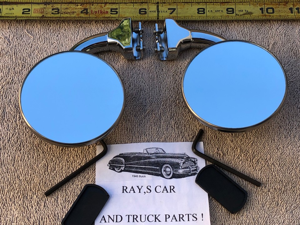 3 Inch Round Vintage Style Glass Peep Side View Mirrors | Right and Left