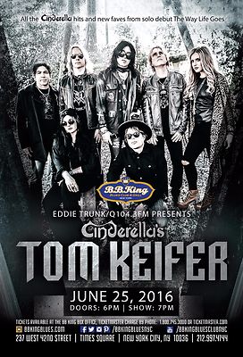 TOM KEIFER 2016 NEW YORK CONCERT TOUR POSTER-Hard / Blues Rock Music ...