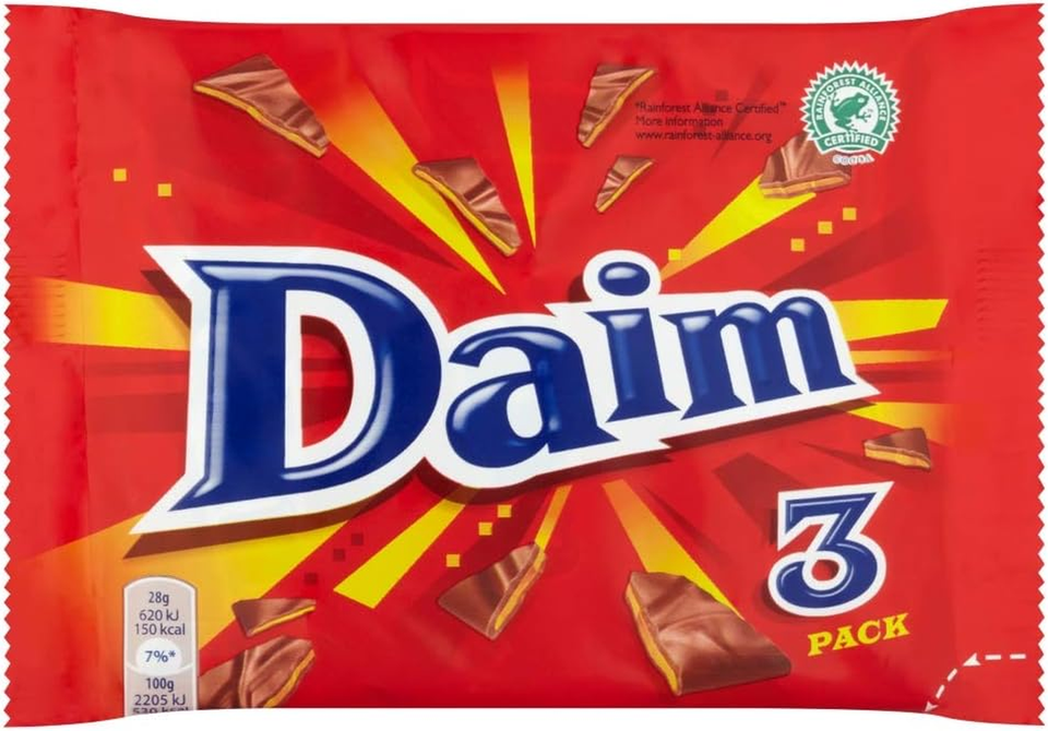 Daim Chocolate Bar Multipack, Crunchy Almond Caramel Covered in Milk ...