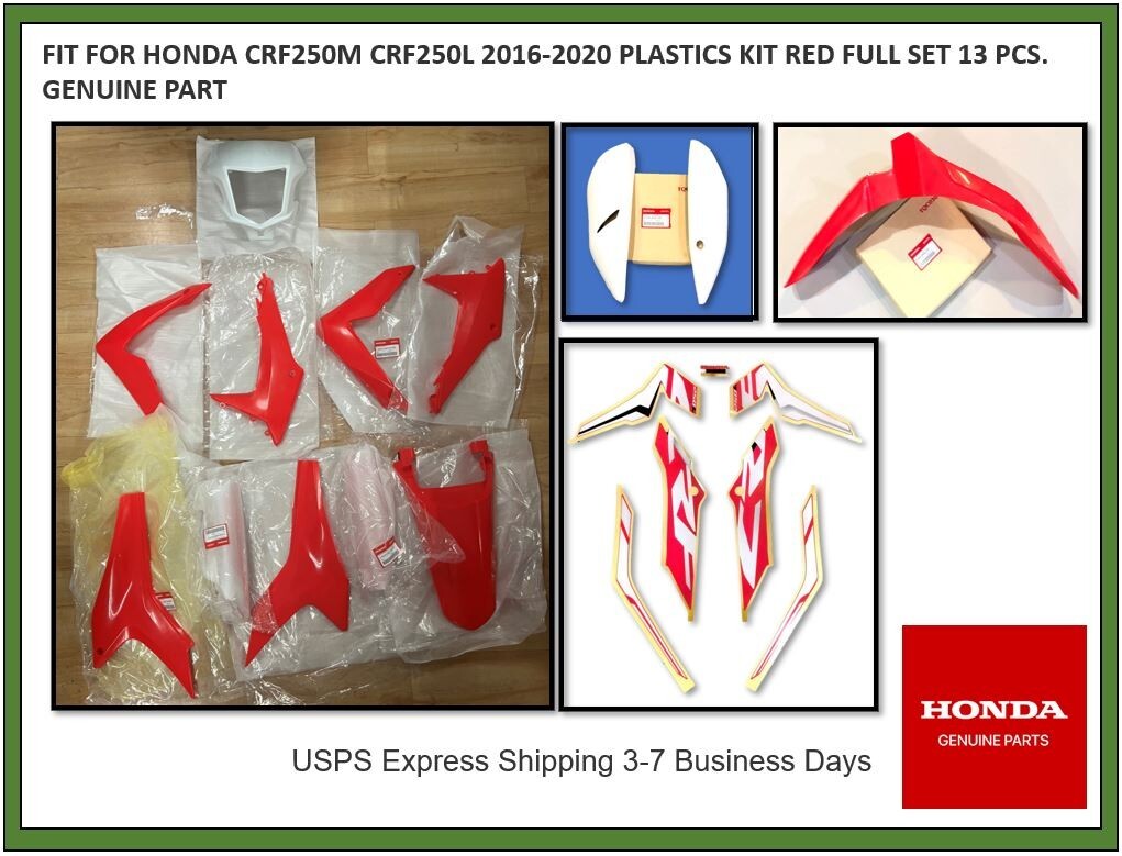 FIT FOR HONDA CRF250M CRF250L 2016-2020 PLASTICS KIT RED SET 13 PCS ...