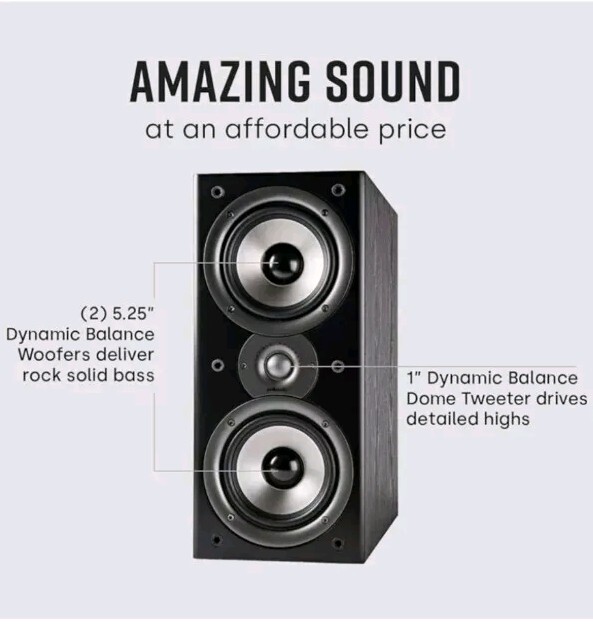 Polk Audio Monitor 40 Series Bookshelf Speakers Pair, Black, Great ...