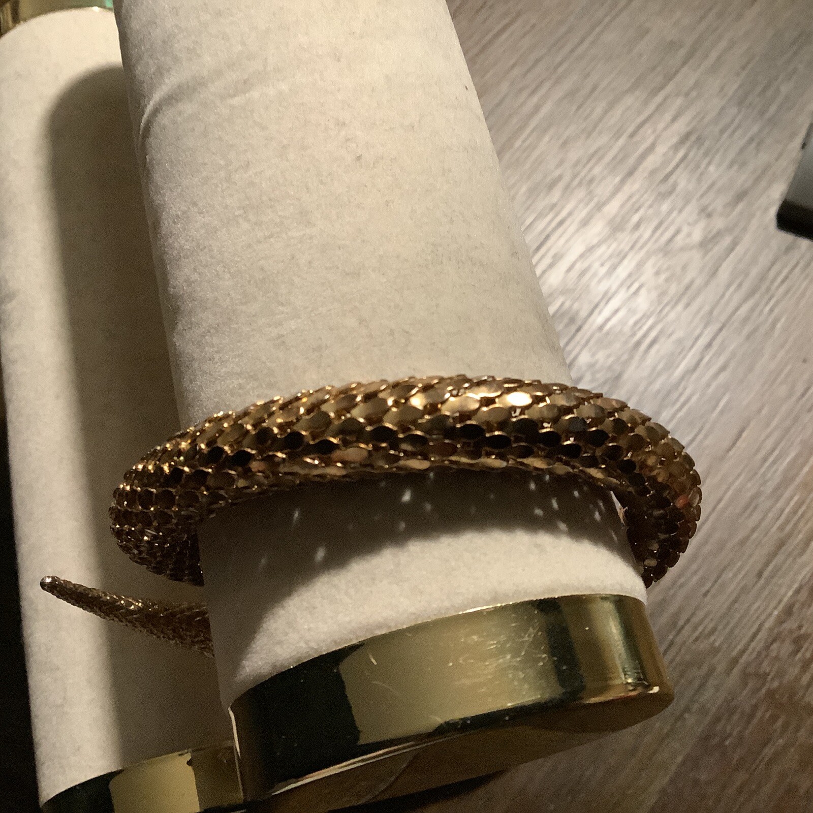 Vintage Mesh Snake Serpent Coil Wrap Bracelet Goldton… - Gem