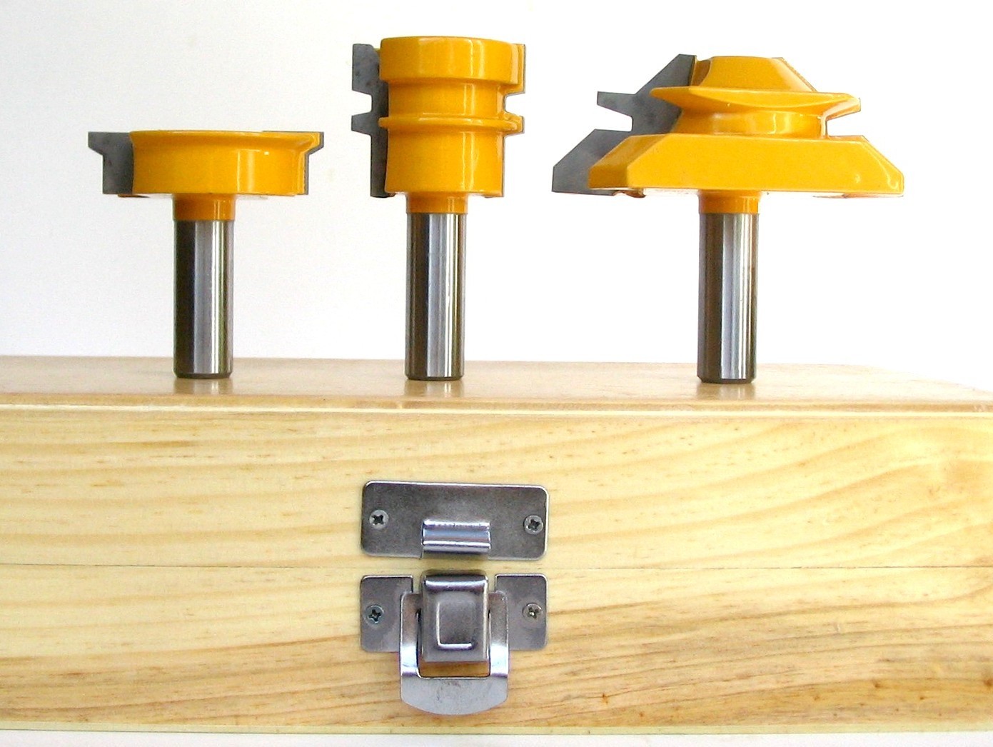 3pc 1/2" Shank 45° Miter, Glue & Drawer Lock Joint Router Bit Set sct ...