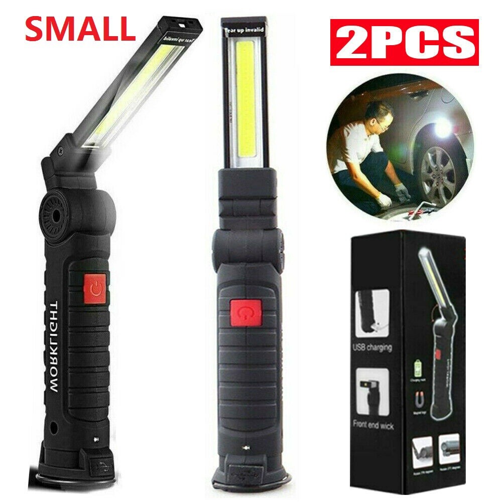 2x Rechargeable LED COB Work Light Mechanic Flashlight Lamp Magnetic ...