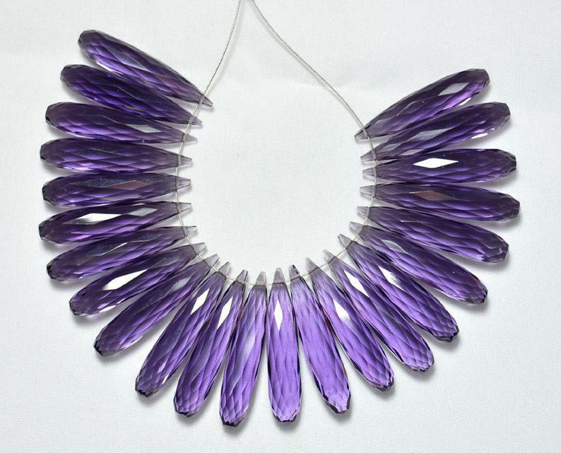 2 Ps Hydro Amethyst Purple Tear Drop Long Beads Faceted Briolette ...
