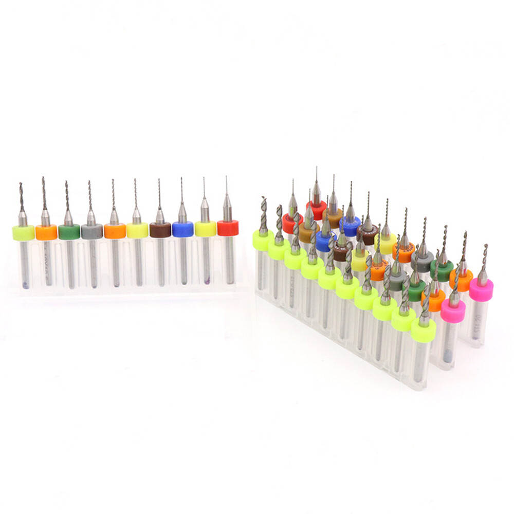 10 x Tungsten Steel Carbide PCB CNC Micro Drill Bit Set Rotary Milling ...