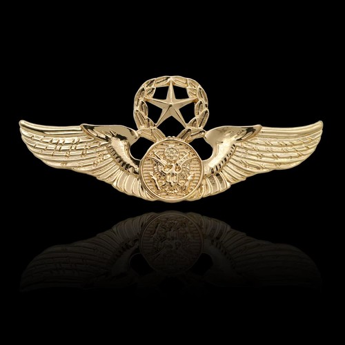 WINGS LAPEL PIN GOLD COLOR METAL RETRO FASHION MILITARY STYLE WINGS ...