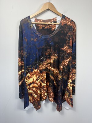 Soft Surroundings Top Womens L Blue Starry Night Tunic Blouse Long ...