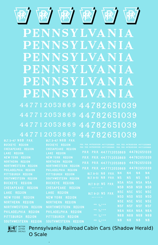 K4 O Scale Decals Pennsylvania Railroad PRR Cabin Car Caboose Shadow ...