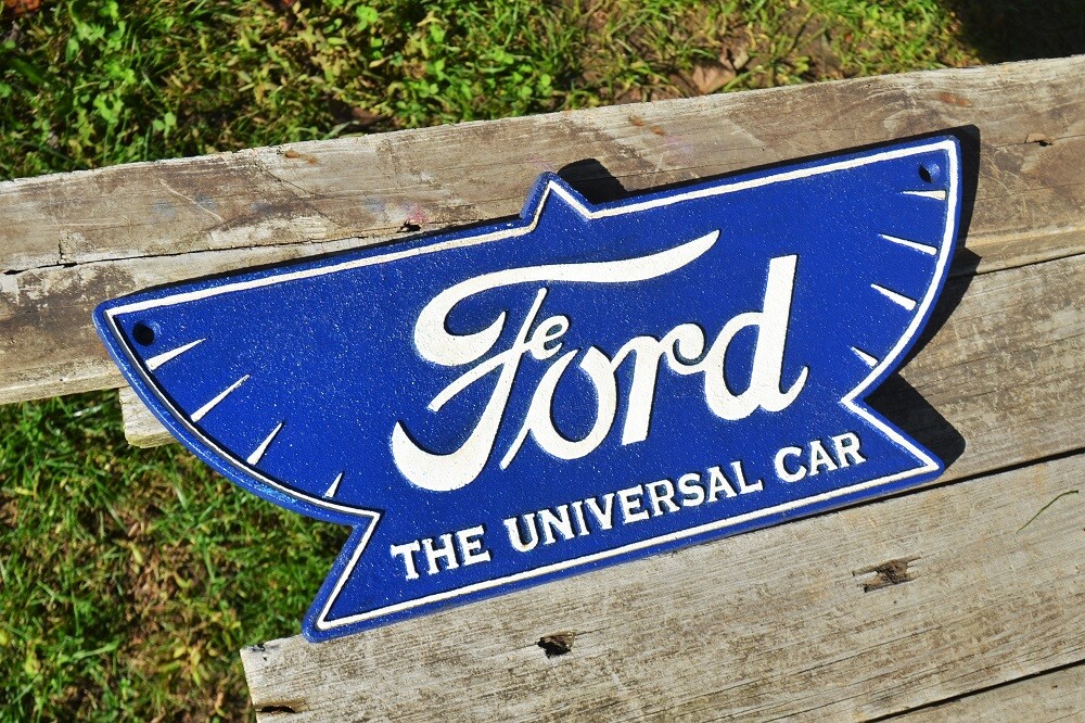 Ford "The Universal Car" Logo Embossed Cast Iron Metal Sign - Model T ...