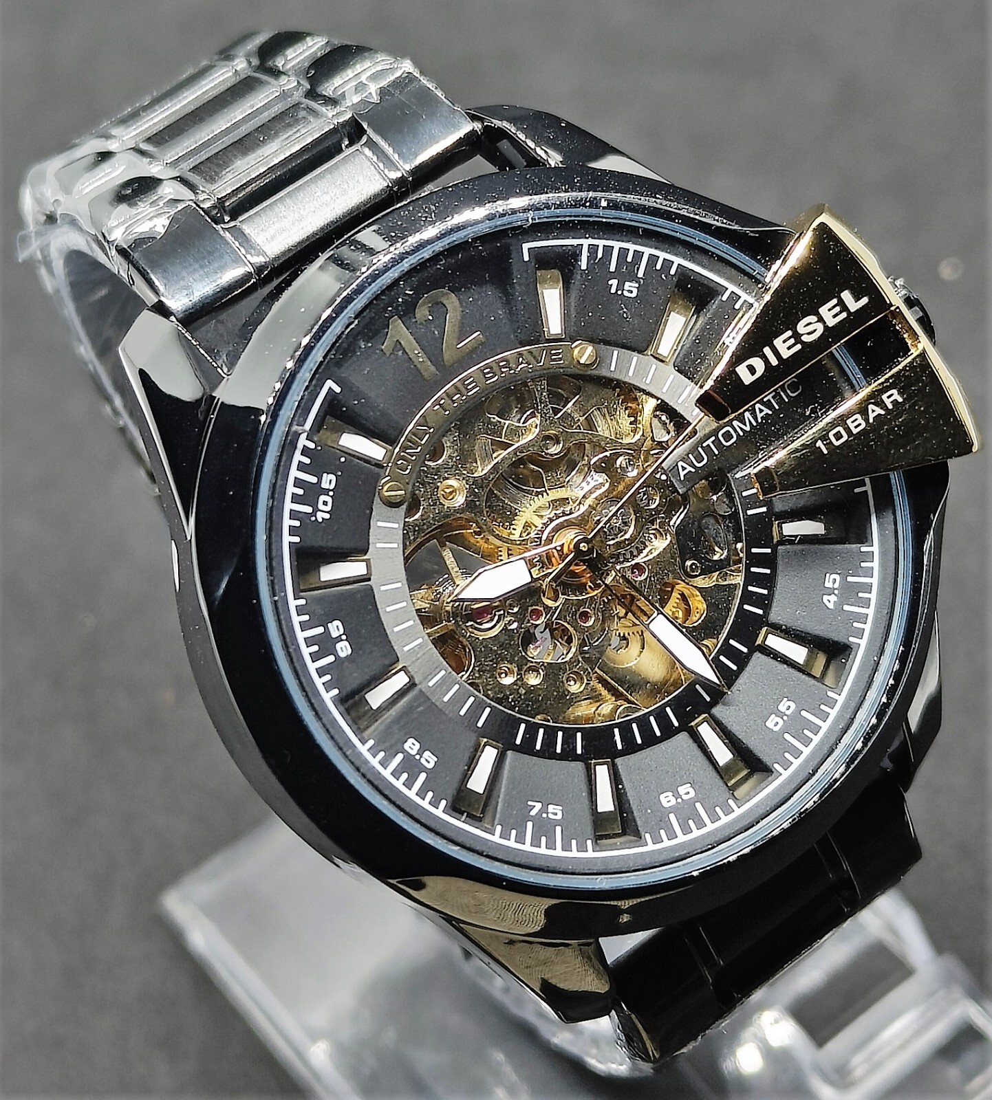 Amazing NIB Diesel "ONLY THE BRAVE" Automatic Skeleton Black Dial Men ...
