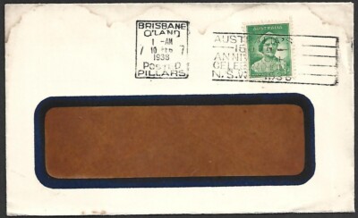 (BL) Australia 1938 1d BRISBANE Q'LAND POSTED PILLARS Cover | eBay