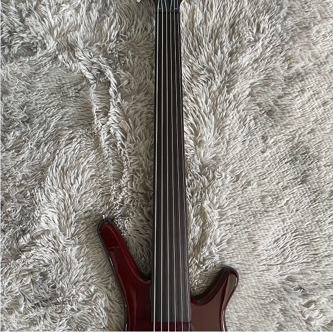 Custom 6-strings Electric Bass Guitar Wine Red Fretless Chrome Hardware ...