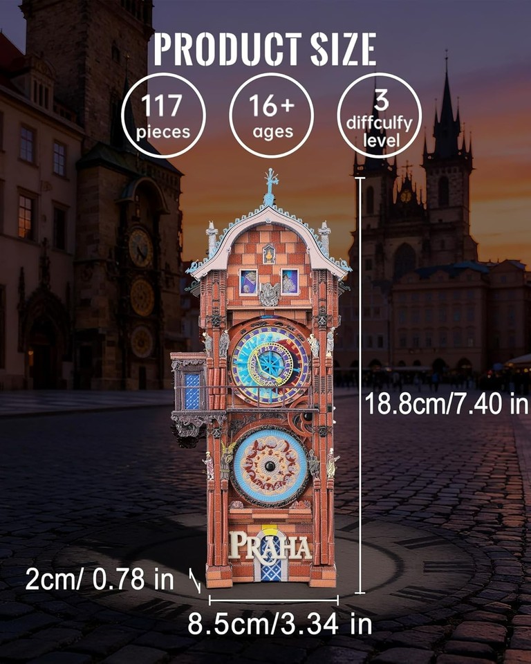 Metal 3D Puzzle The Prague Astronomical Clock, Model Kits for Adults ...