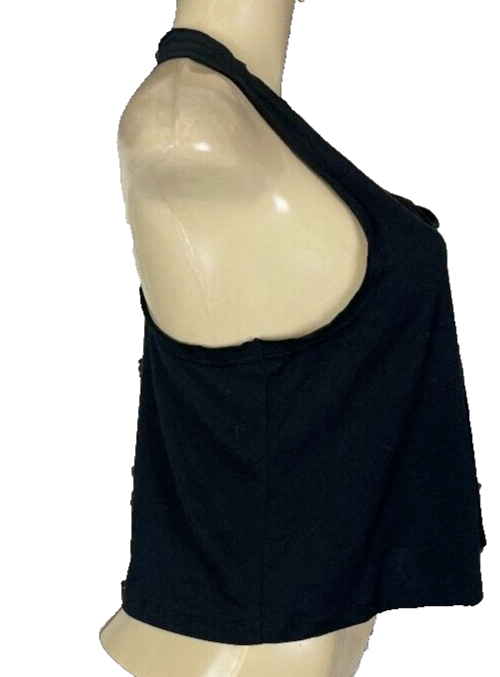 Marika Cycle House M Black Scoop Neck Racerback Cotton Mix Crop Tank ...