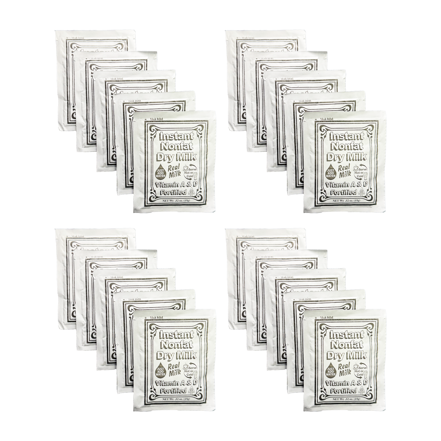 Non-Fat Dry Milk Packets, 15g Each 20 Pack, Instant Mix, Vitamin A & D ...