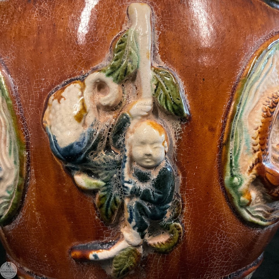 Antique Chinese Liao Dynasty Molded Figure & Dragon Sancai-Glazed ...