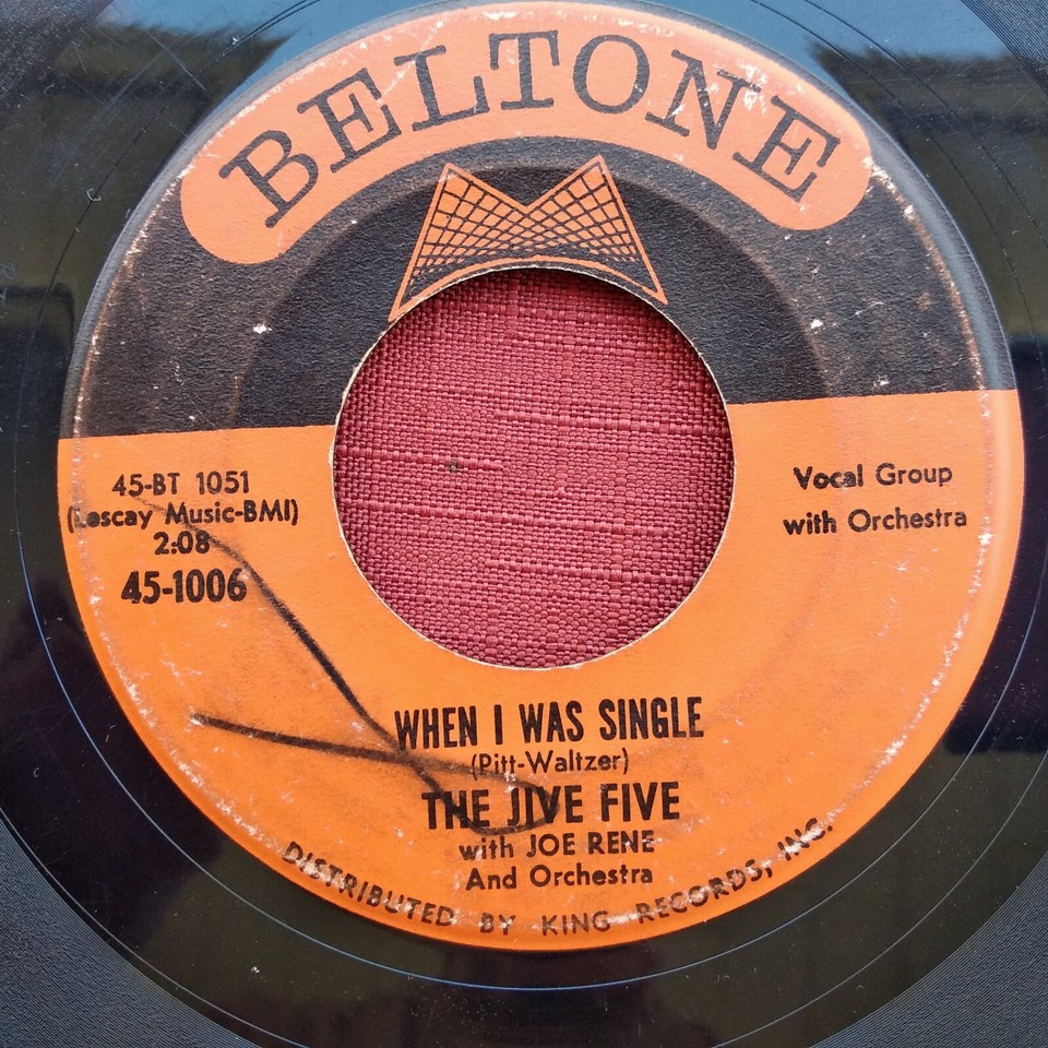 THE JIVE FIVE, MY TRUE STORY/ WHEN I WAS SINGLE 45 RPM RECORD - 1961 ...