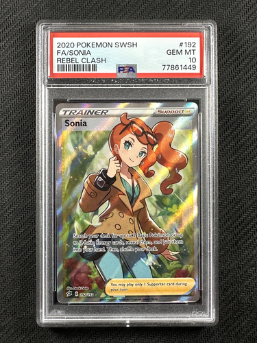 Pokemon Card PSA 10 Gem Mint Sonia Rebel Clash 2020 Holo 192/192 | eBay