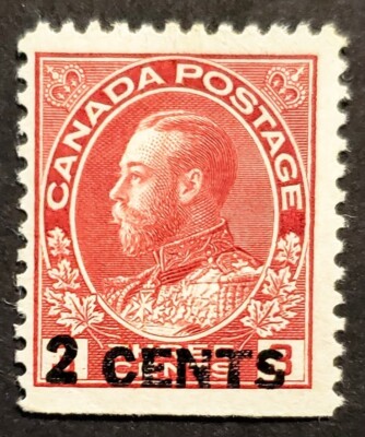Stamps Canada Mint: #139 2c on 3c camine Geo. V Admiral Provisional F ...