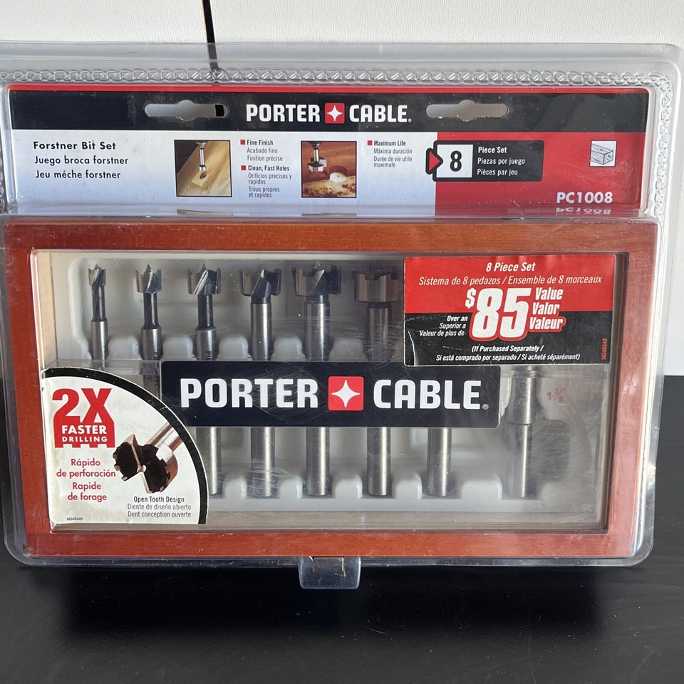Porter-Cable 8-Piece Forstner Drill Bit Set w/ Open Tooth Design PC1008 ...