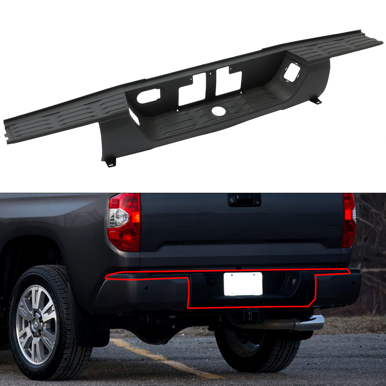 For 14-21 Toyota Tundra Rear Step Bumper Center Pad W/O Sensor Hole ...