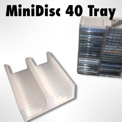 White MiniDisc tray (Holds 40 discs in cases) storage/holder/stand/rack ...