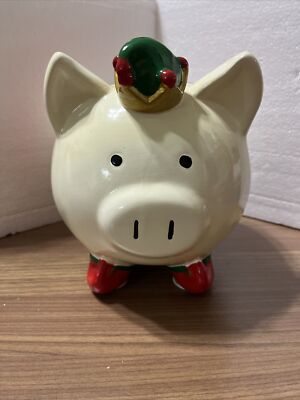 TARGET CHRISTMAS ELF PIGGY BANK 2011 CUTE RED GREEN COIN STOPPER CUTE ...