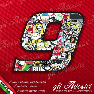 Sticker Number 9 Motorcycle Car Cross Race Sticker Bomb 15 cm | eBay