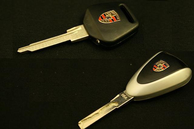 PORSCHE 993 997 KEY REMOTE FOB GLOVE COVER BLACK LEATHER WITH RED ...