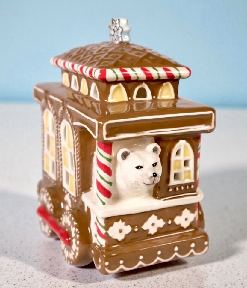 Blue Sky Christmas WOODLAND GINGERBREAD TRAIN Candle House NIB Auth ...